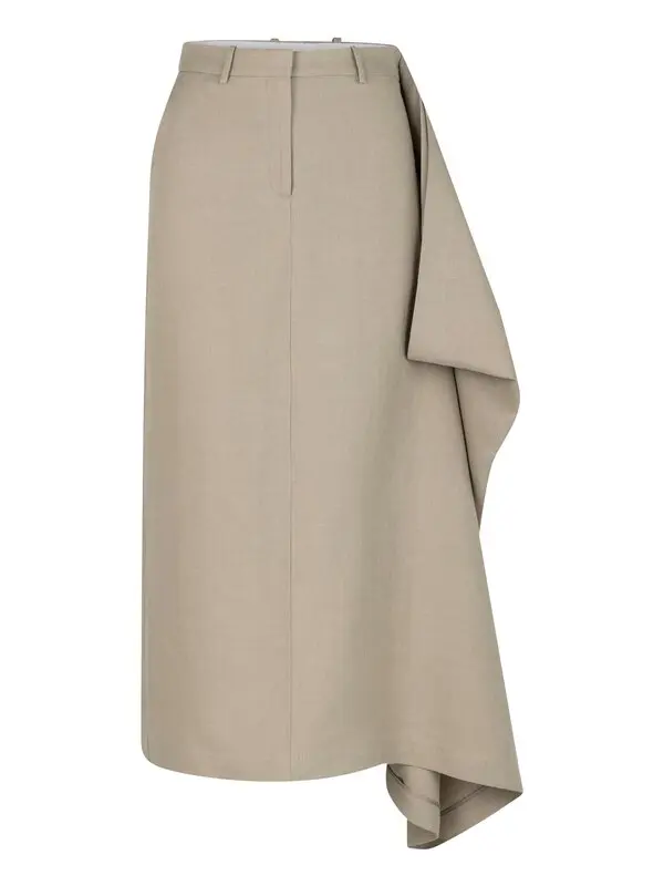 HEIRLOME Augusta Linen Midi Skirt - Green