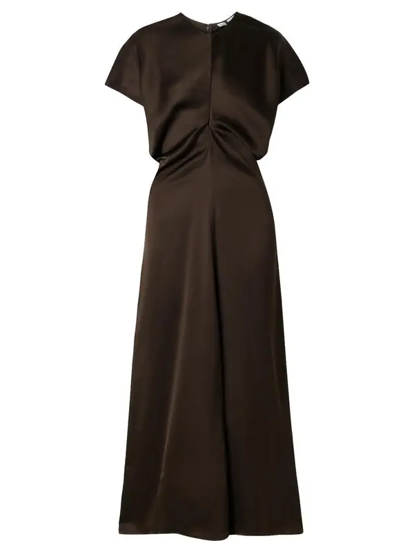 TOTÊME Draped Satin Maxi Dress - Brown