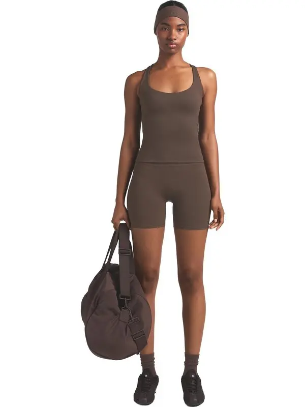 SKIMS Racerback Tank Top With Built-in Pads - Dark Sepia