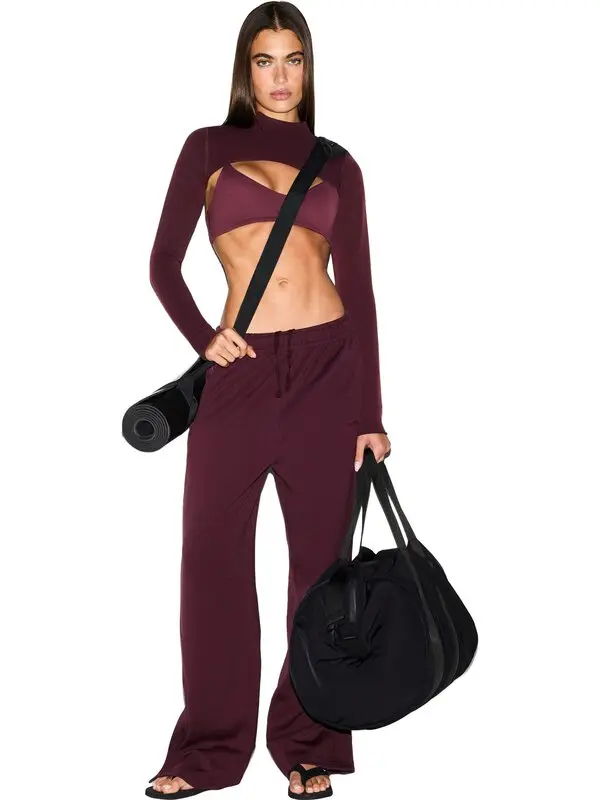 SKIMS Side Snap Track Pants - Currant