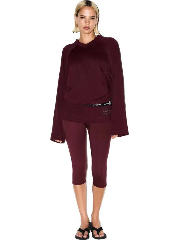 SKIMS V-neck Oversized Long Sleeve Top - Currant