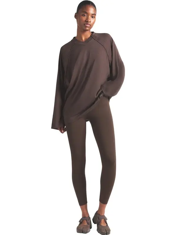 SKIMS V-neck Oversized Long Sleeve Top - Dark Sepia