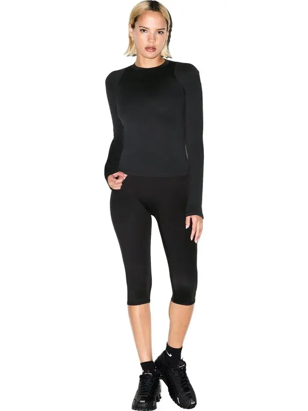 SKIMS Airy Long Sleeve Crew Neck Top - Obsidian