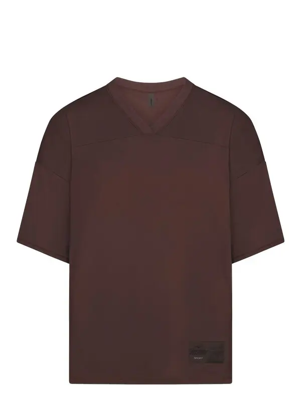 SKIMS V-neck Oversized T-shirt - Dark Sepia