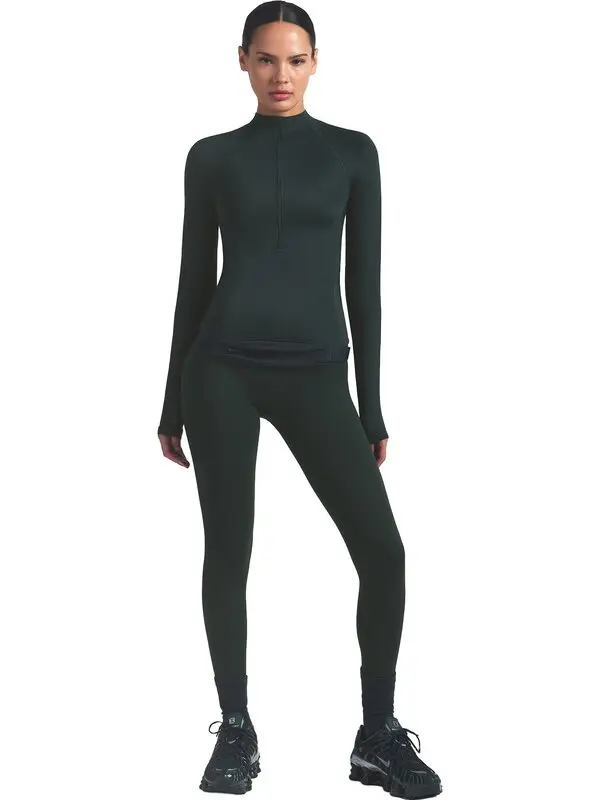 SKIMS Long Sleeve Half Zip Top - Dark Teal