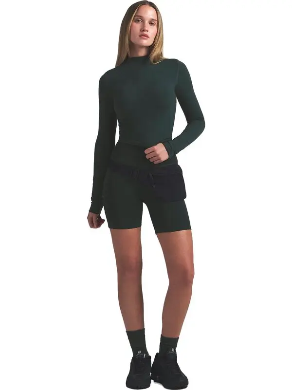 SKIMS Vintage Seamless Mock Neck Crop Top - Dark Teal