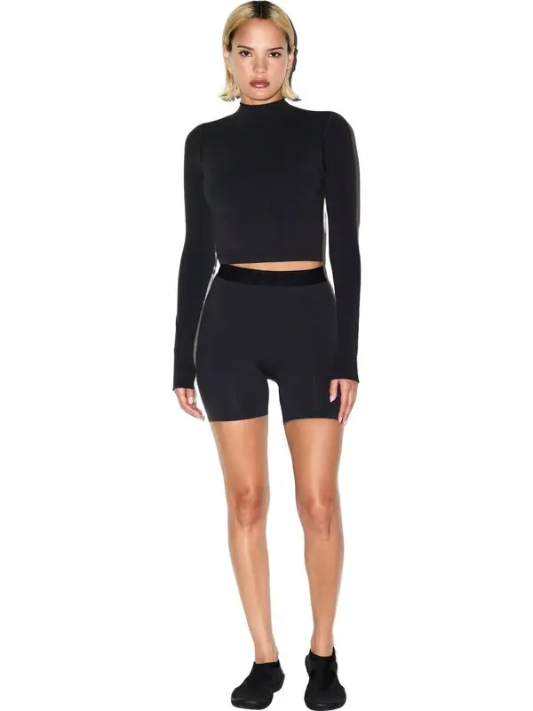 SKIMS Vintage Seamless Mock Neck Crop Top - Obsidian