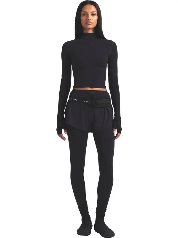 SKIMS Vintage Seamless Mock Neck Crop Top - Obsidian