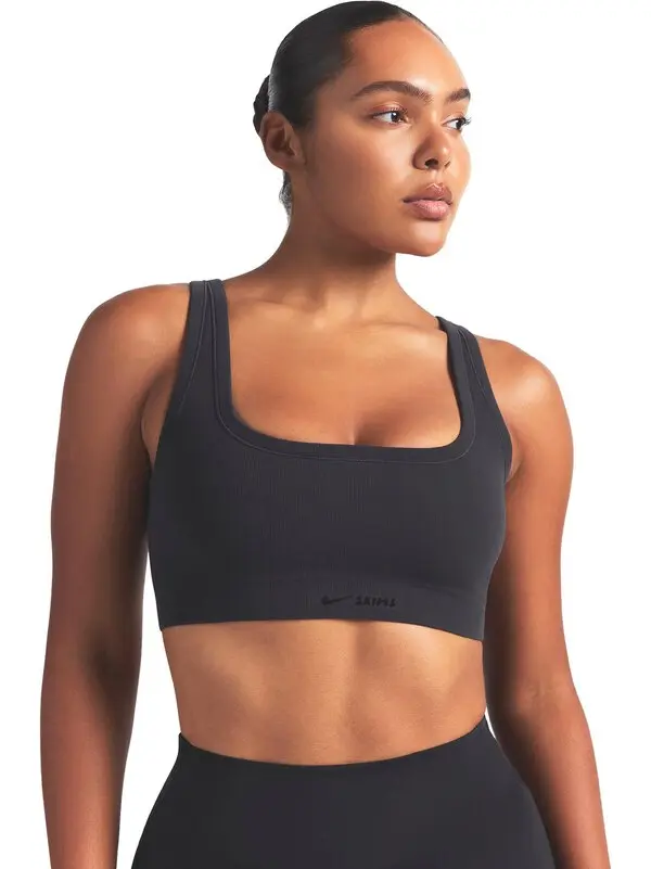 SKIMS Nike Vintage Seamless Scoop Neck Bra - Obsidian