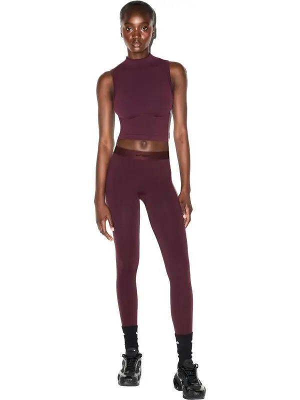 SKIMS Vintage Seamless Mock Neck Bra Top - Currant