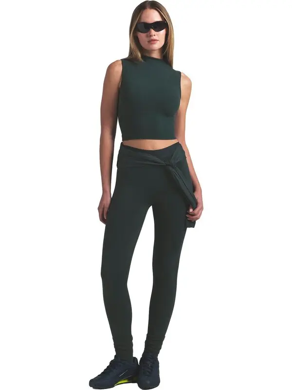 SKIMS Vintage Seamless Mock Neck Bra Top - Dark Teal