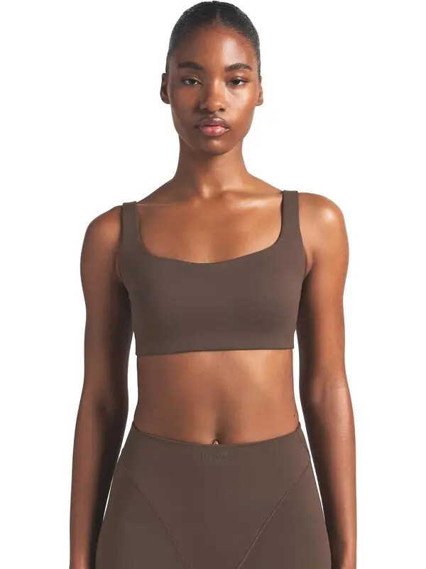 SKIMS Nike Matte Scoop Neck Bra - Dark Sepia