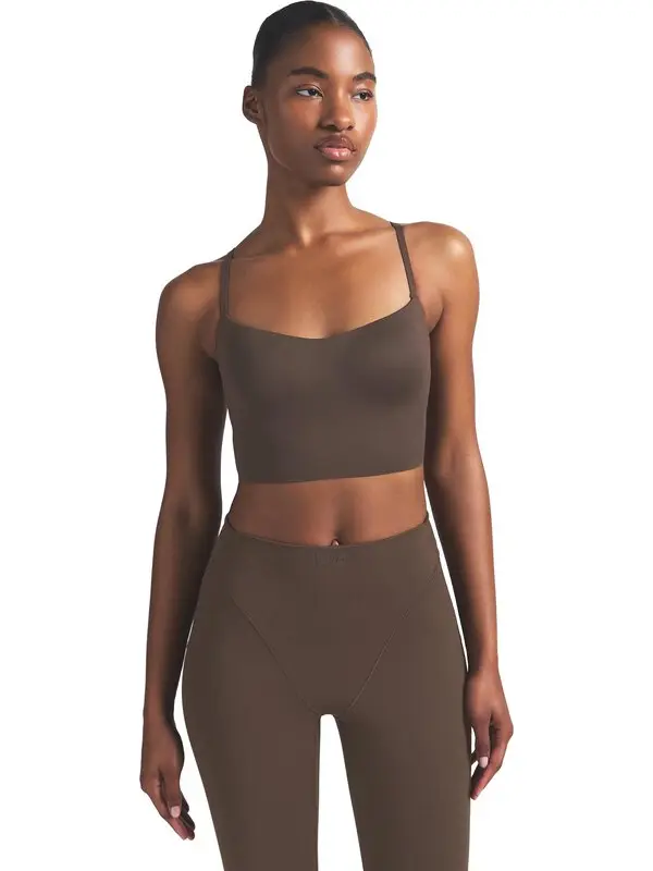SKIMS Nike Matte Cami Bra Top - Dark Sepia