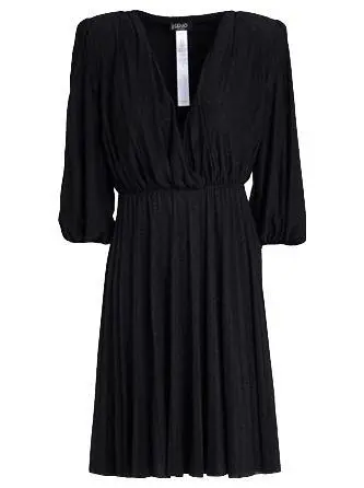 Liu Jo Mini Pleated V-neck Dress - Black