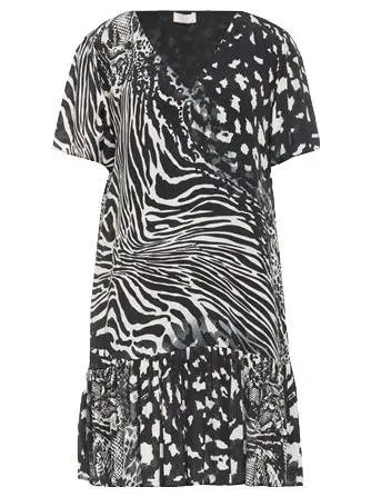 LIU •JO Zebra-print Flared Mini Dress - Black