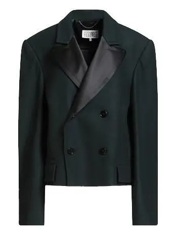MAISON MARGIELA Dark Wool Blend Blazer - Green