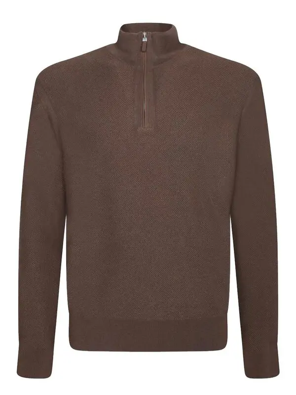 Zegna Cashmere Quarter Zip Sweater - Beige