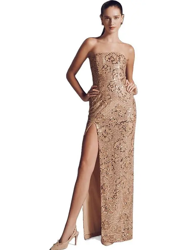 HELSI Lola Strapless Sequin Maxi Dress - Gold