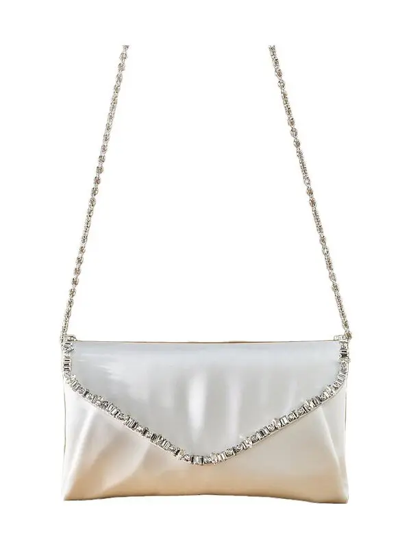 Badgley Mischka Satin Envelope Clutch - White
