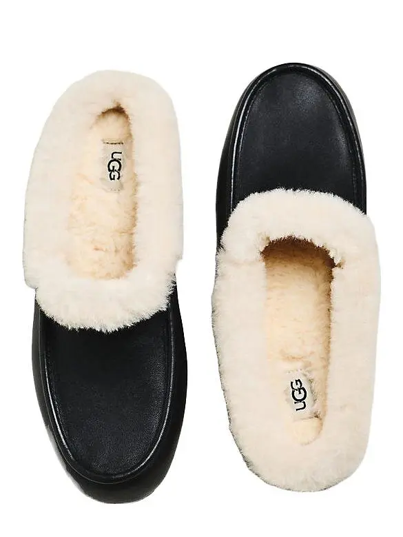 UGG Ansley Leather Mule Slippers - Black