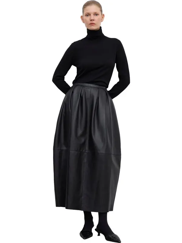 HOUSE OF DAGMAR Ankle-length Leather Skirt - Black