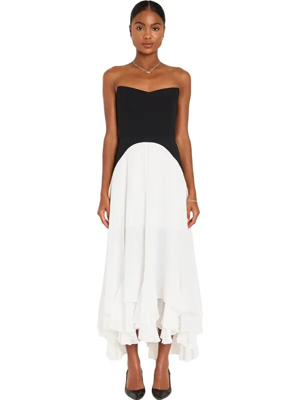 Amanda Uprichard Monterey Strapless Midi Dress - Black Ivory