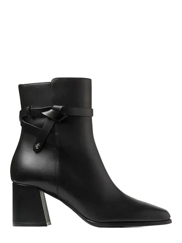 JIMMY CHOO Lawton 65mm Braided-strap Block-heel Boots - Black