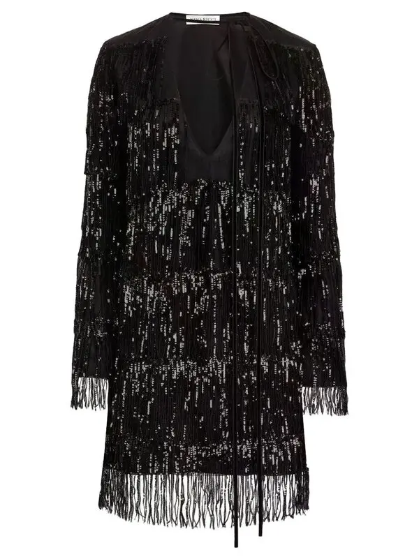 Nina Ricci Sequin-embellished Fringed Mini Dress - Black