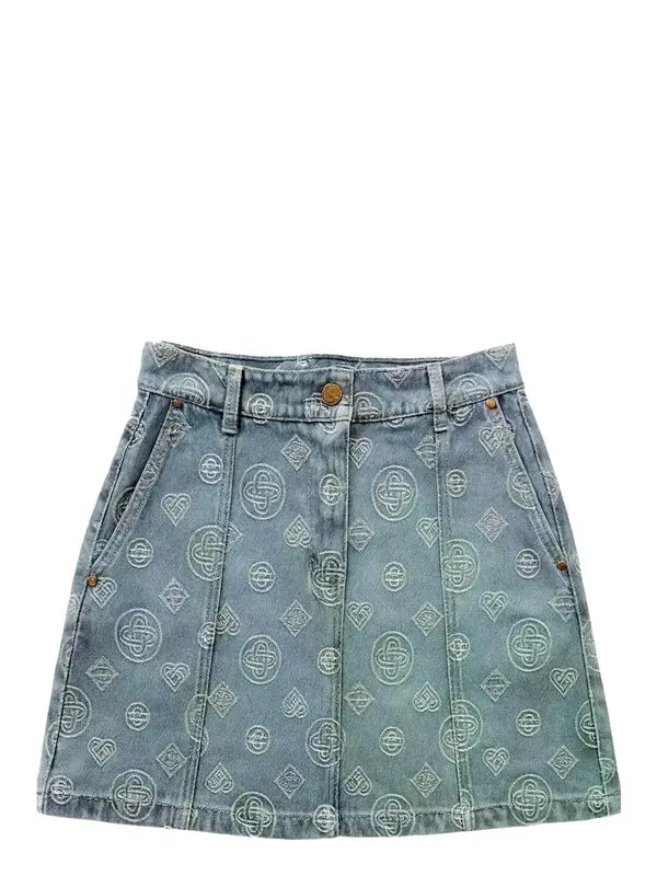 Casablanca Monogram-patterned Skirt - Blue