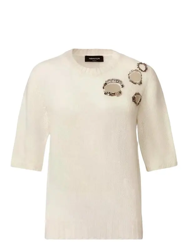 Fabiana Filippi Jewel-embellished Cut-out Sweater - Neutrals