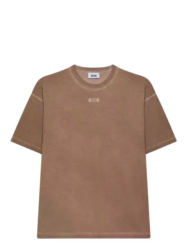 Gcds Logo-detail Cotton T-shirt - Brown