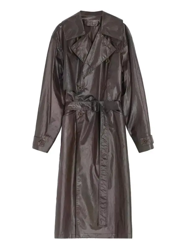 LEMAIRE Metallic-effect Double-breasted Trench Coat - Brown
