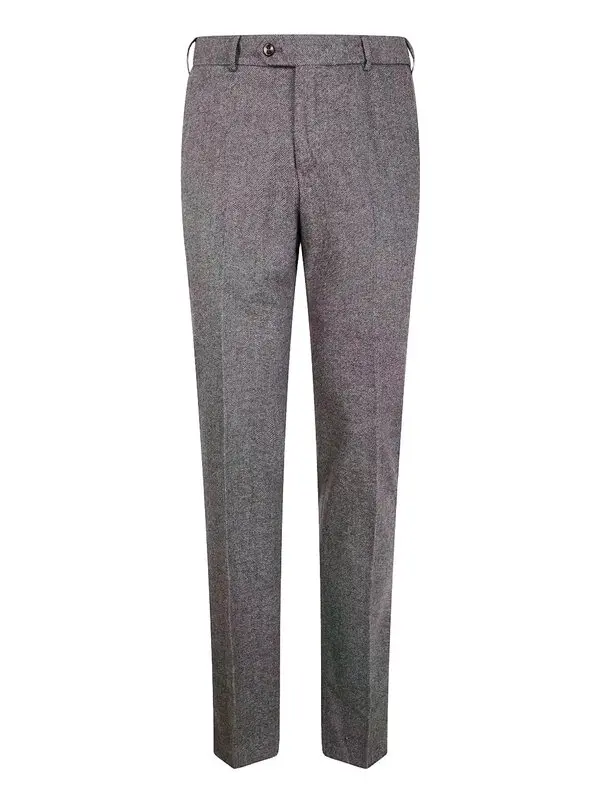 PT TORINO Herringbone-pattern Trousers - Brown