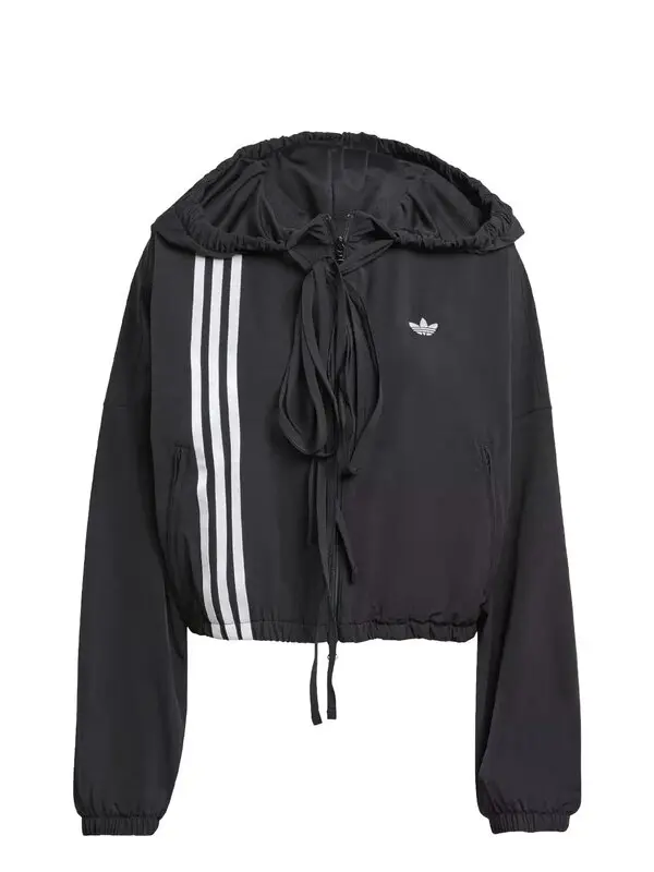 Adidas Three-stripes Drawstring Hoodie - Black