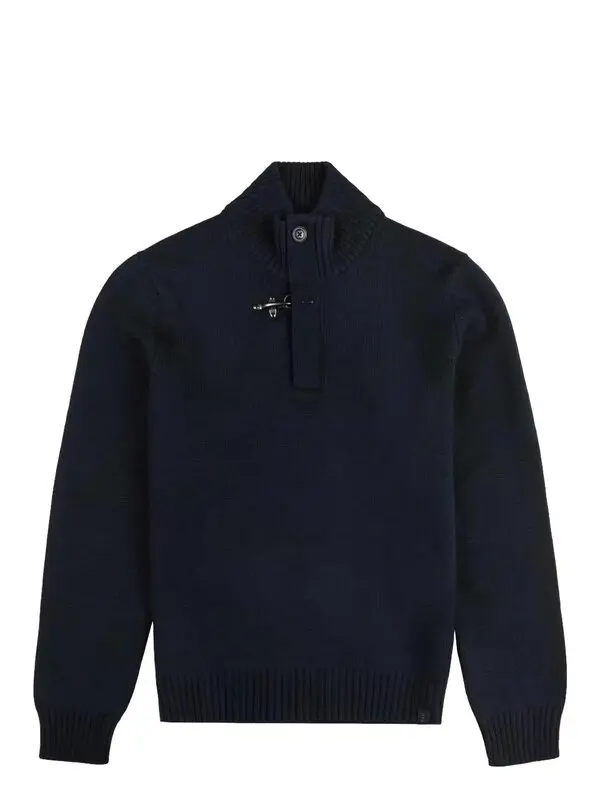 FAY Elbow-patch Virgin Wool Sweater - Blue
