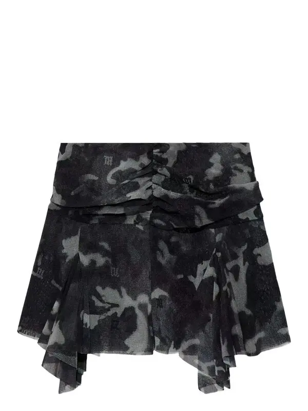 MISBHV Ruched Camouflage Tiered Skirt - Grey
