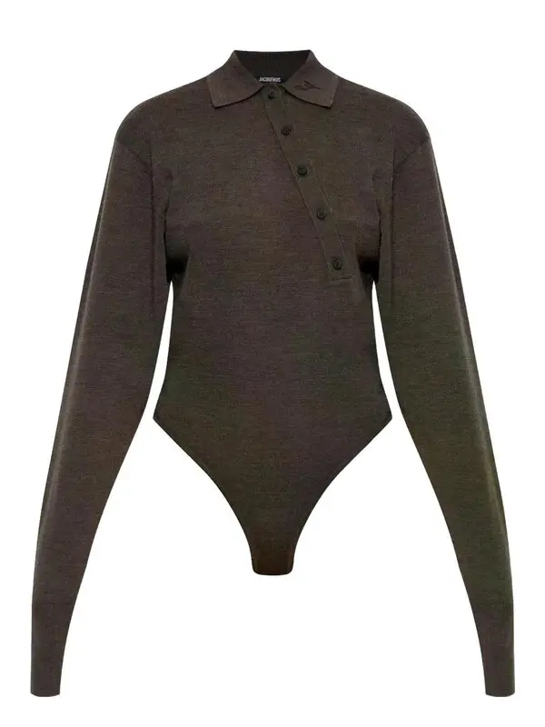 Jacquemus Buttoned Polo Bodysuit - Brown
