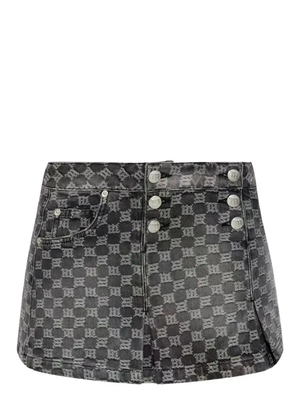 MISBHV Buttoned Patterned Mini Skirt - Black