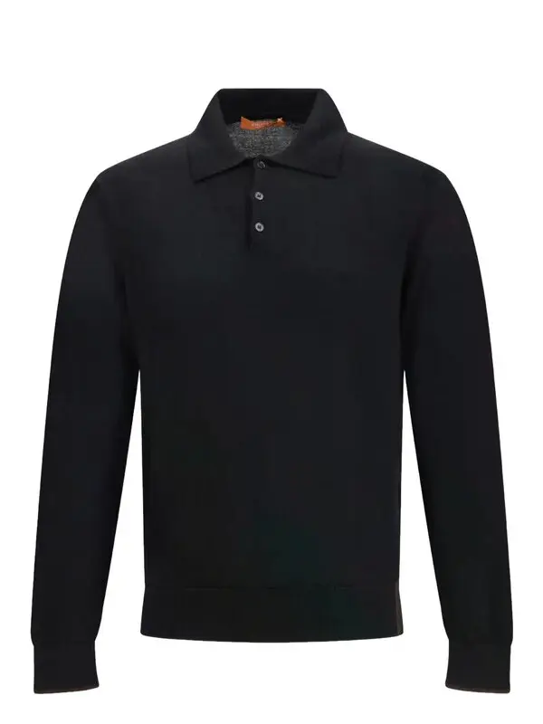 CRUNA Wool Polo Shirt - Black