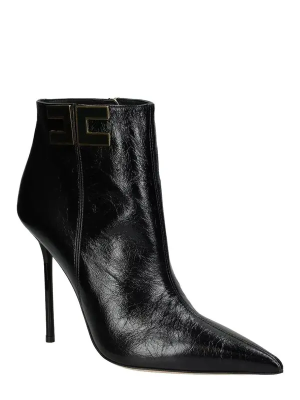 Elisabetta Franchi Logo-plaque Heeled Boots - Black