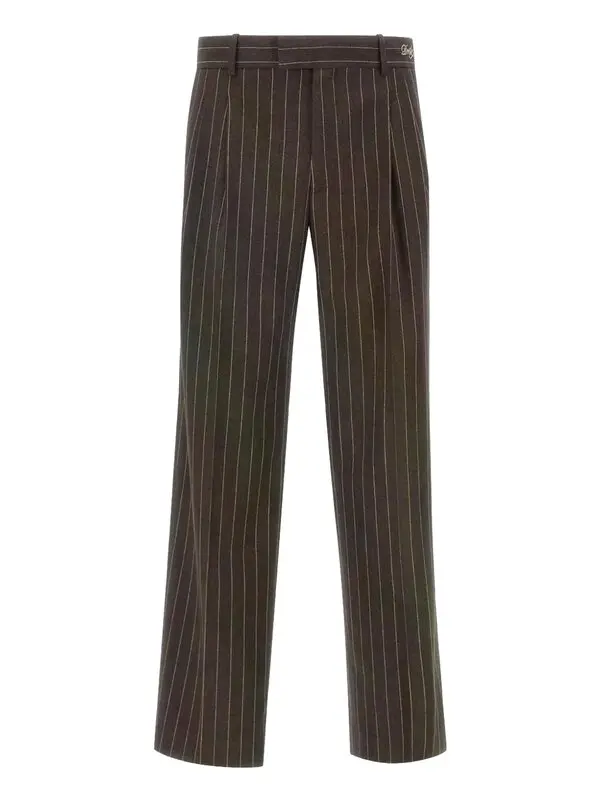 Drole De Monsieur Pinstriped Pleated Trousers - Brown