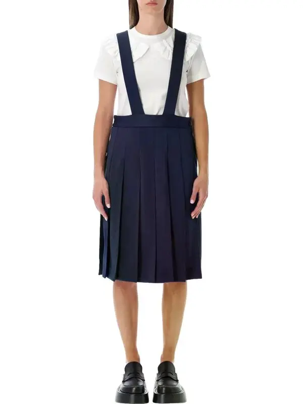 Comme Des Garçons Pleated Pinafore Dress - Blue