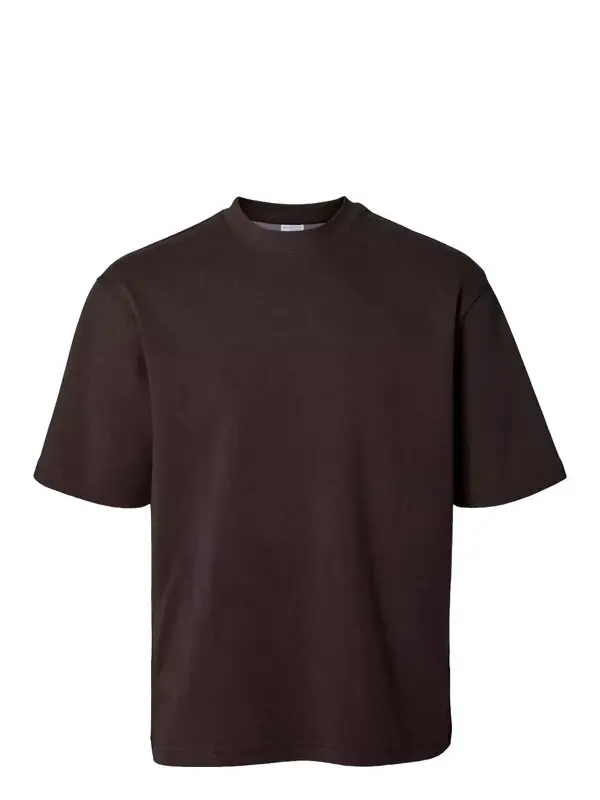 SELECTED Crew-neck T-shirt - Brown