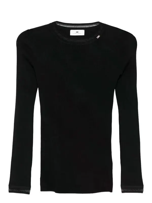 Elisabetta Franchi Ribbed-knit Long-sleeve T-shirt - Black