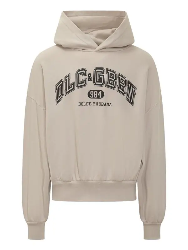 Dolce & Gabbana Logo Print Hoodie - Beige