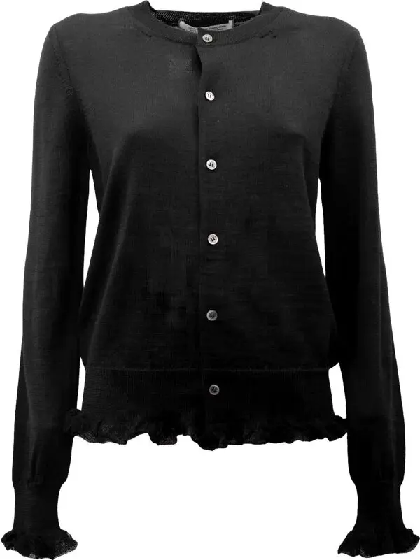 Comme Des Garçons Ruffled Cashmere Cardigan - Black