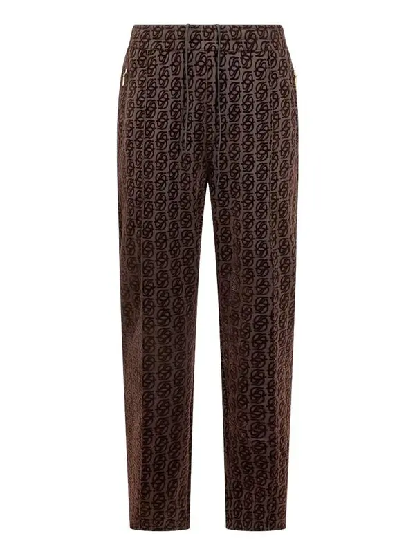 Drole De Monsieur Monogram Velvet Trousers - Brown