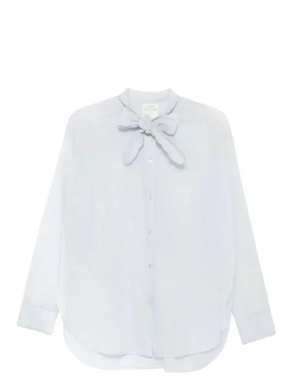 FORTE_FORTE Bow-collar Cotton Shirt - Blue