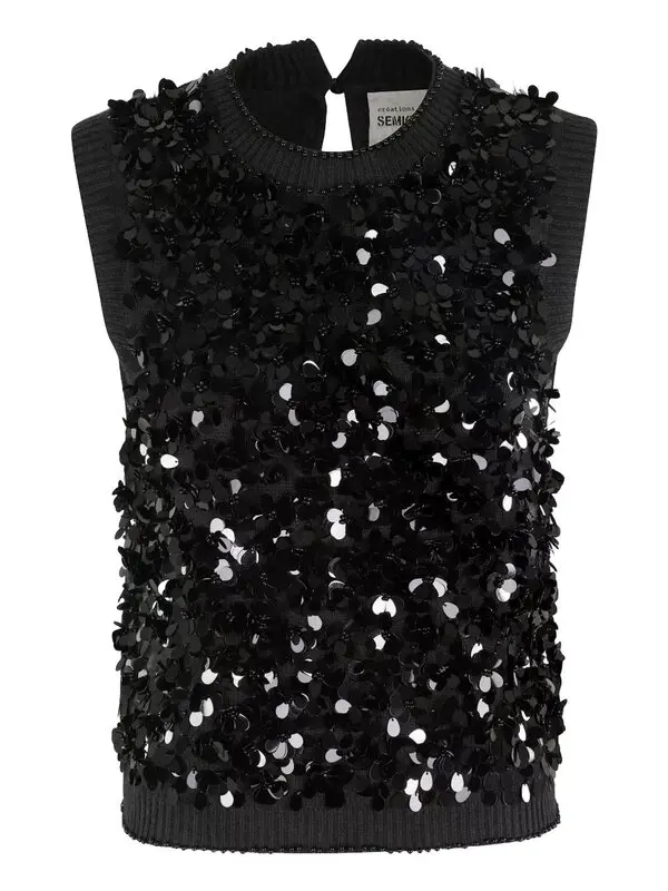 SEMICOUTURE Sequinned Waistcoat - Black
