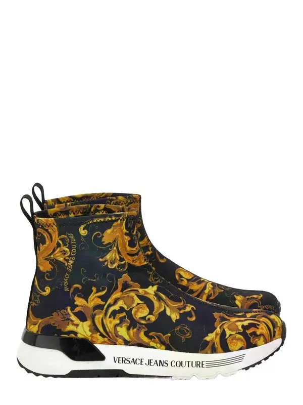 Versace Baroque-print Slip-on Sneakers - C98 Black/gold